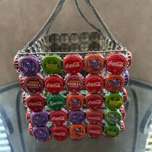 Bags | Vintage Colorful Recycled Bottle Cap Handbag Coca Cola Sprite ...